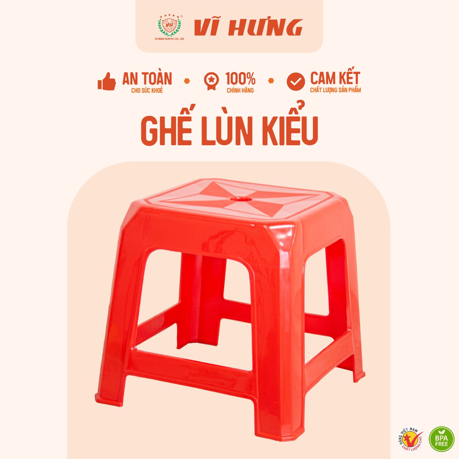 Ghế Nhựa Lùn Kiểu - 6153 - Nhựa Vĩ Hưng