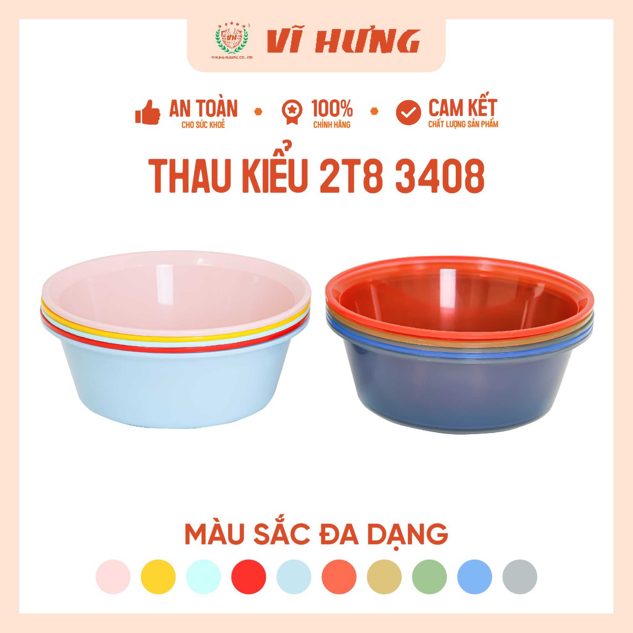 Thau Kiểu 2T8 - 3408 - Nhựa Vĩ Hưng