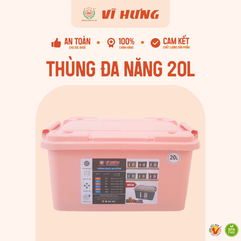 Thùng đa Năng 20L - 6814 - Nhựa Vĩ Hưng
