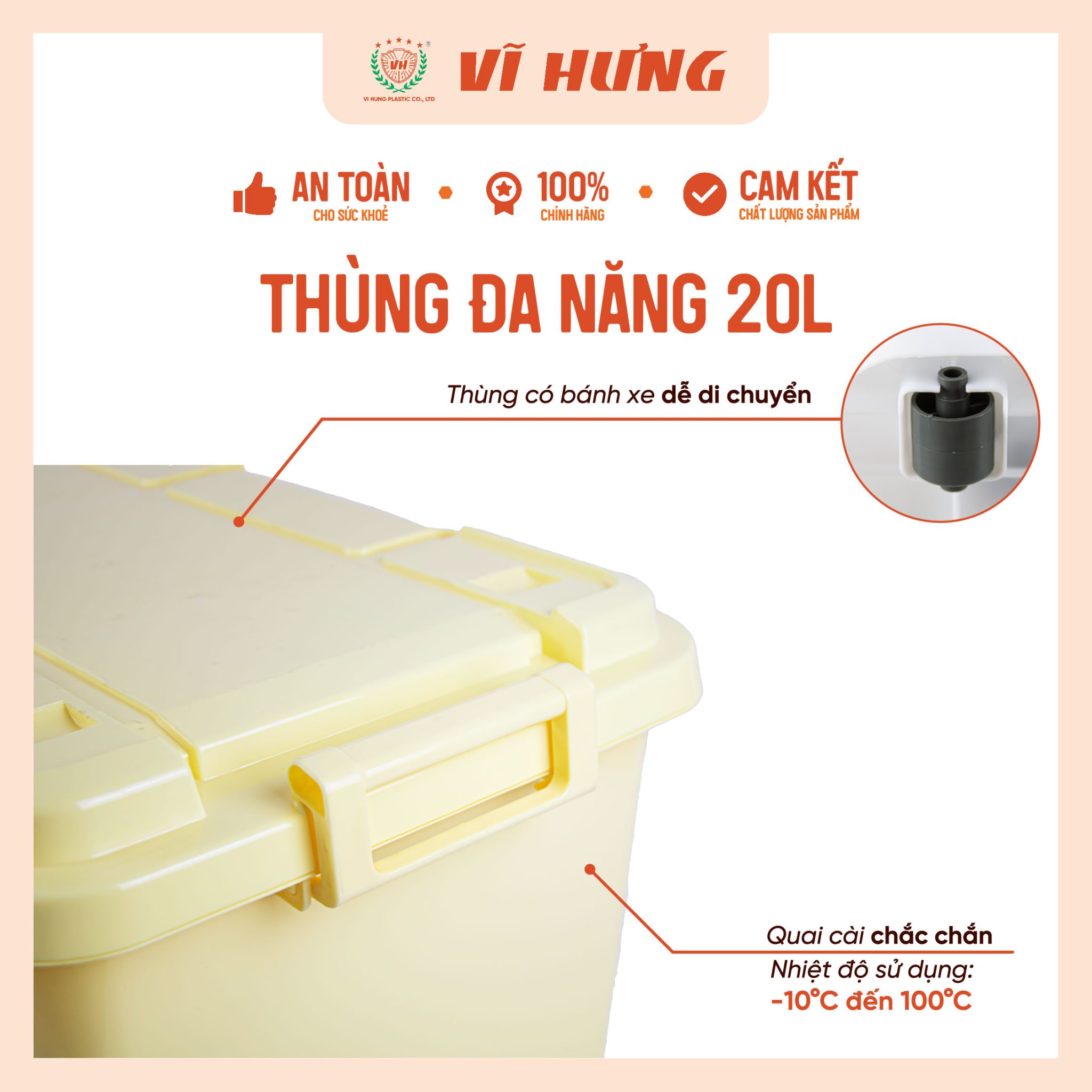 Thùng Đựng Gạo Đa Năng 20L Mã 6814 - Nhựa Vĩ Hưng
